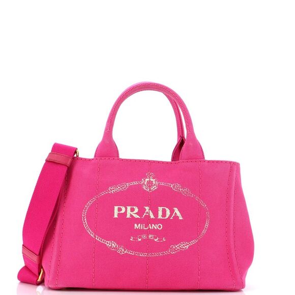 Prada | Bags | Prada Canapa Convertible Tote Canvas Mini Pink | Poshmark
